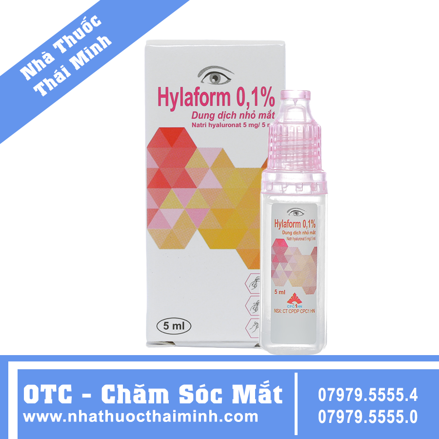 Dung dịch nhỏ mắt Hylaform 0.1% trị khô mắt ống 5ml – Nhà thuốc Thái Minh