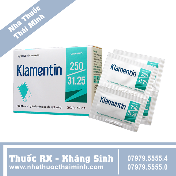 Thuốc Klamentin 250/31.25 - điều trị nhiễm khuẩn đường hô hấp (24 gói ...
