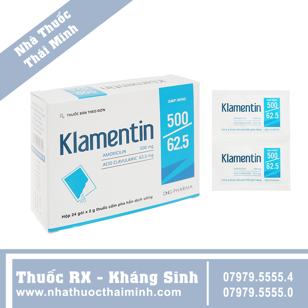 Thuốc Klamentin 500/62.5 - điều trị nhiễm khuẩn đường hô hấp trên, dướ ...