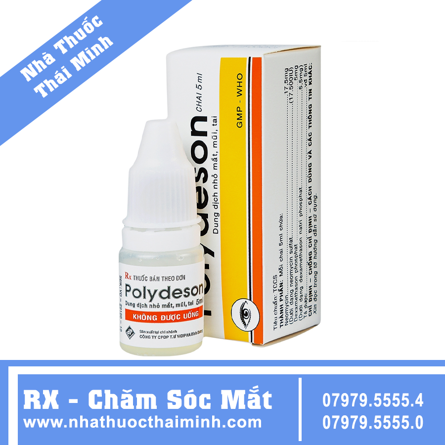 Dung dịch nhỏ mắt Polydeson Vidipha điều trị viêm và nhiễm trùng ở mắt ...