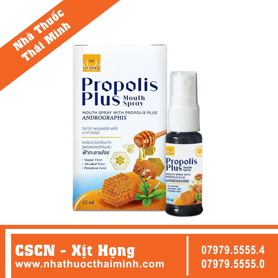 Xịt Họng Giảm Ho Propolis Plus Mouth Spray (12ml) – Nhà thuốc Thái Minh
