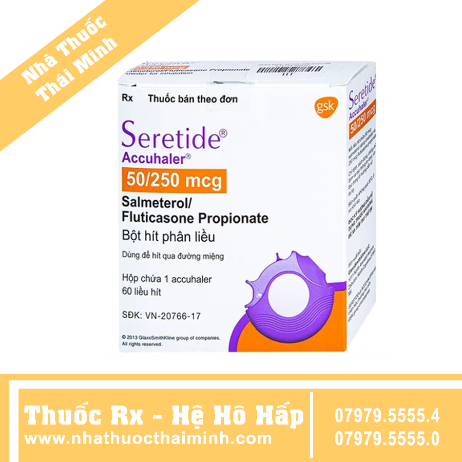 Thuốc bột hít Seretide Accuhaler 50/250 GSK điều trị hen phế quản (60 ...