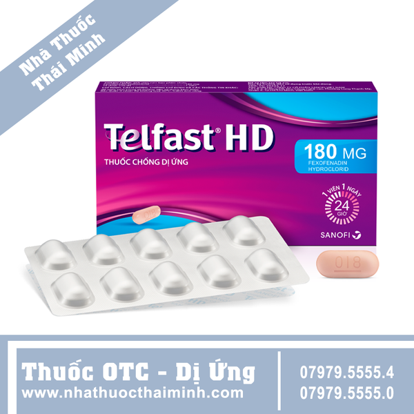Thuốc Telfast HD 180mg Sanofi hỗ trợ điều trị viêm mũi dị ứng, mày đay ...