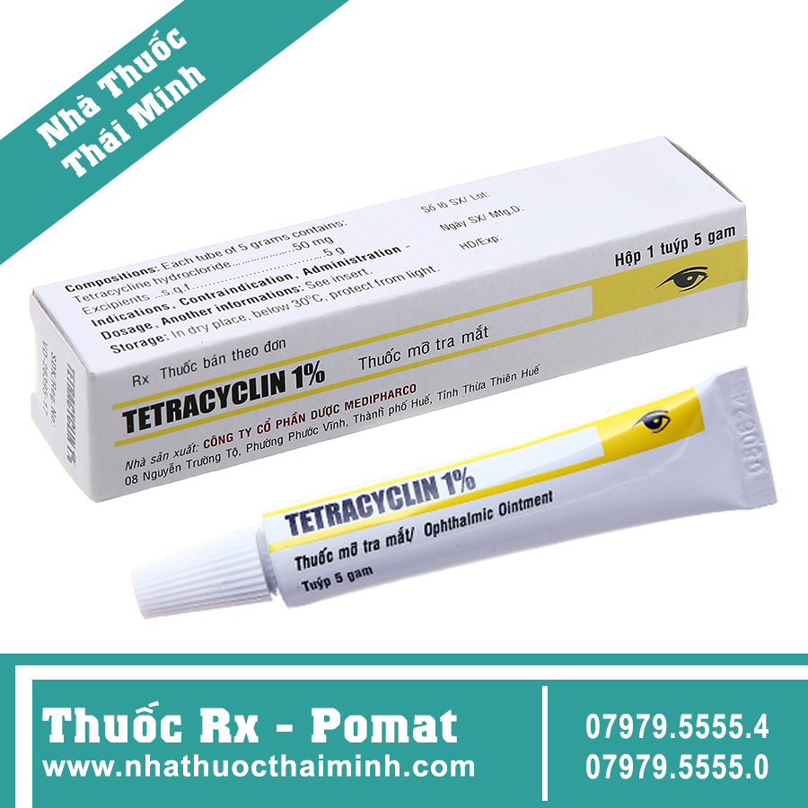 Thuốc mỡ Tetracyclin 1% Medipharco điều trị viêm, loét giác mạc (5g ...