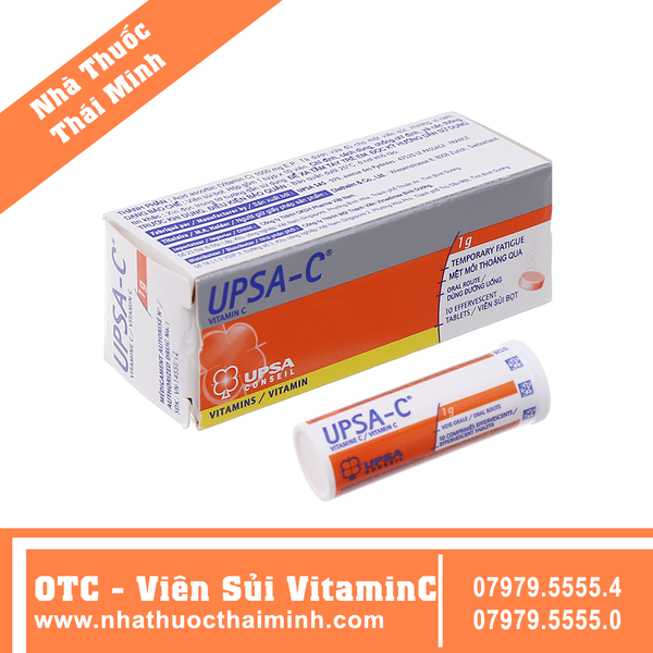 Thuốc sủi UPSA-C 1000mg Upsa SAS hỗ trợ điều trị thiếu hụt vitamin C ...