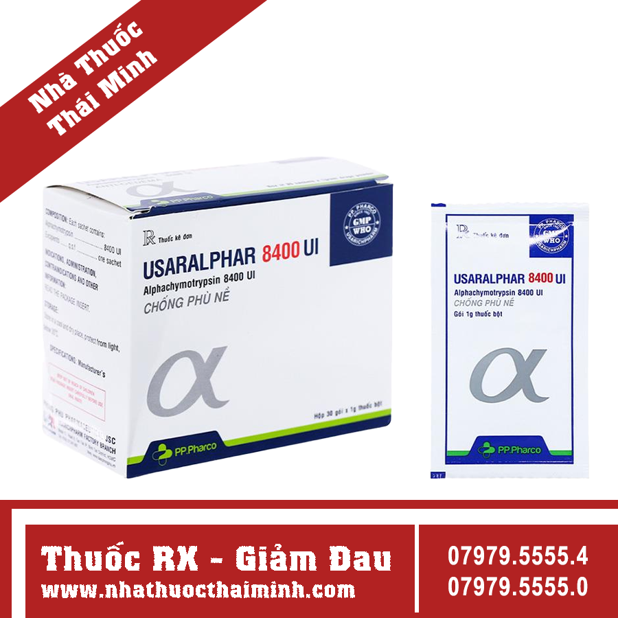 Thuốc Usaralphar 4200 UI - Điều trị phù nề do bong gân (30 gói x 1g ...