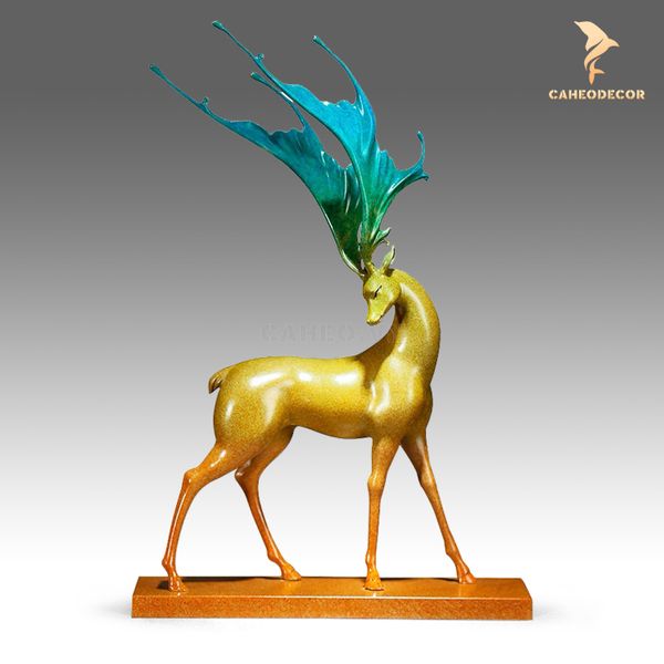 Tượng Hươu Sừng Nước Phong Cách Bằng Đồng - Cao Cấp – Cá Heo Decor
