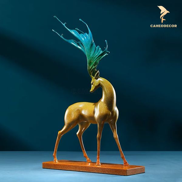 Tượng Hươu Sừng Nước Phong Cách Bằng Đồng - Cao Cấp – Cá Heo Decor