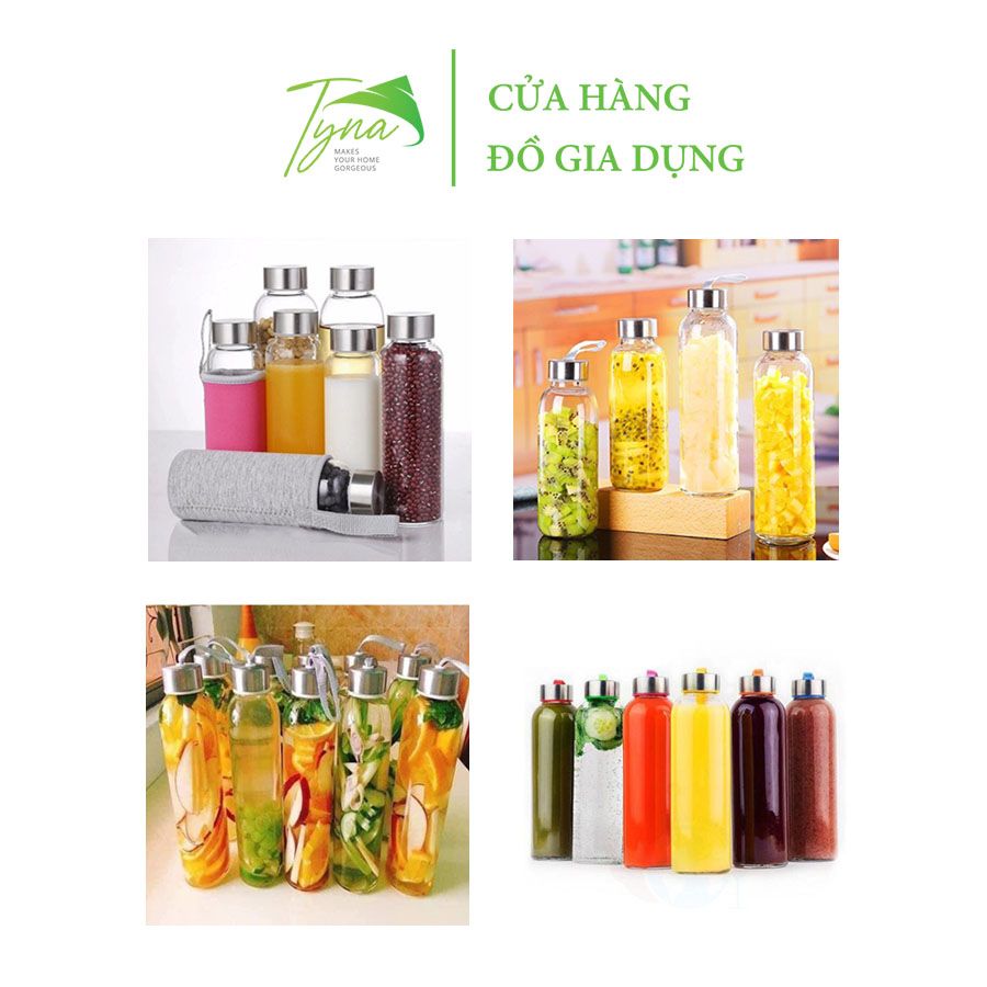 Chai thủy tinh nắp Inox 500ml | Tyna shop