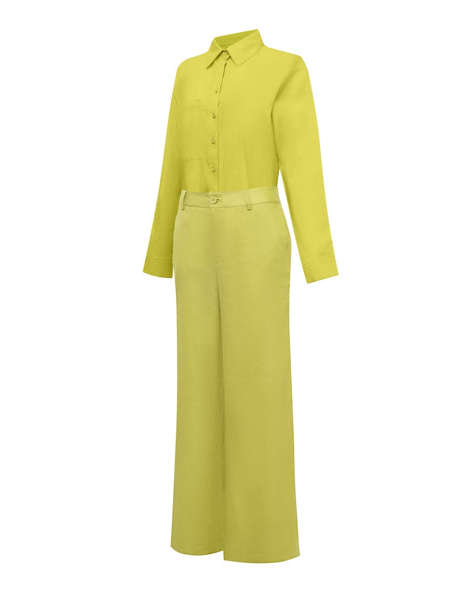 Áo Sơ Mi Linen Nữ Xanh Neon Thời Trang F2 Chuyên Linen Cao Cấp