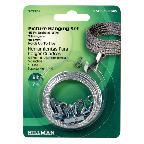 BỘ 5 MÓC THÉP TREO TRANH CÓ DÂY HILLMAN 2.3KG - ACE Home Center VN
