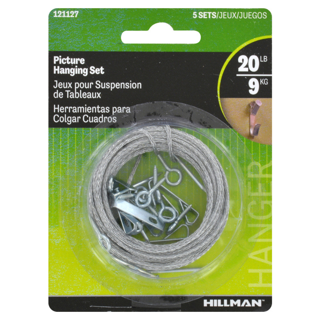 BỘ 5 MÓC THÉP TREO TRANH CÓ DÂY HILLMAN 9KG - ACE Home Center VN