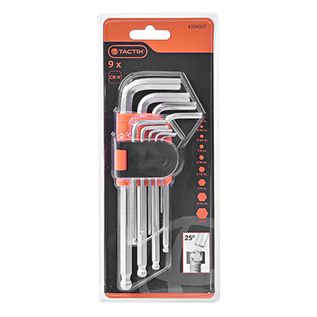 KHÓA LỤC GIÁC VẶN ĐAI ỐC CHỮ L ĐẦU BI TACTIX 206005 NHIỀU KÍCH CỠ BẰNG - ACE Home Center VN