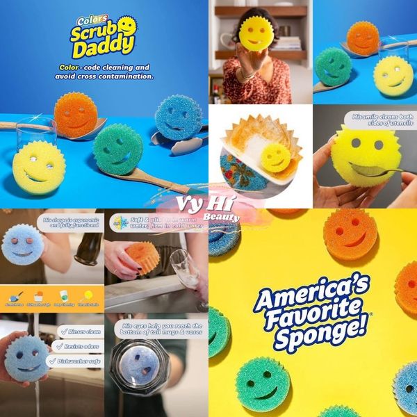 Mút rửa chén Scrub Daddy màu ngẫu nhiên – Vy Hí Beauty