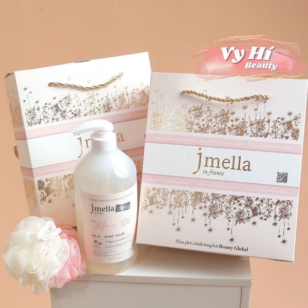 Set Jmella gồm sữa tắm 1000ml mùi No.1 Peony + bông tắm + túi hộp giấy ...