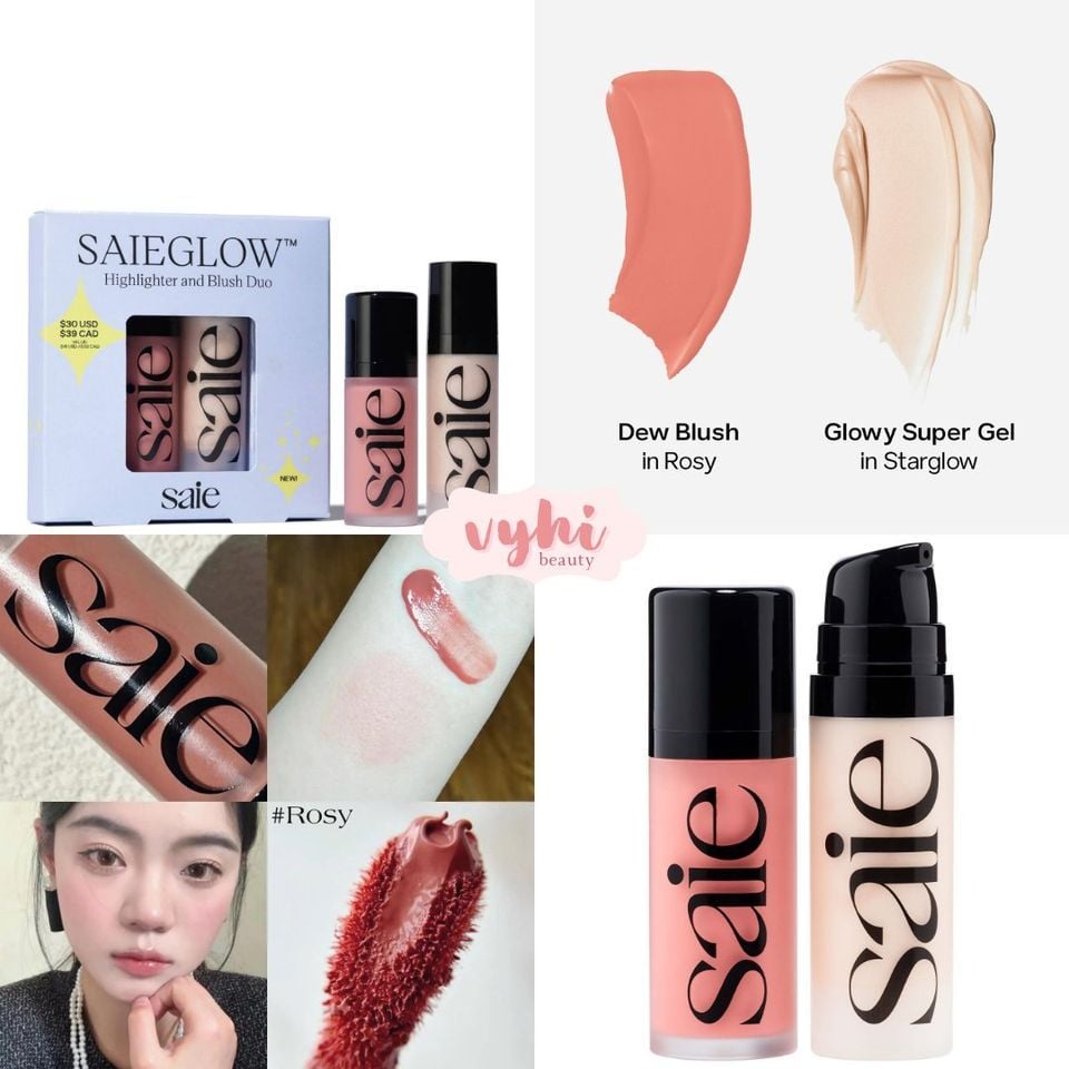 Set makeup Saie gồm Bắt sáng 15ml & Má kem 12ml – Vy Hí Beauty