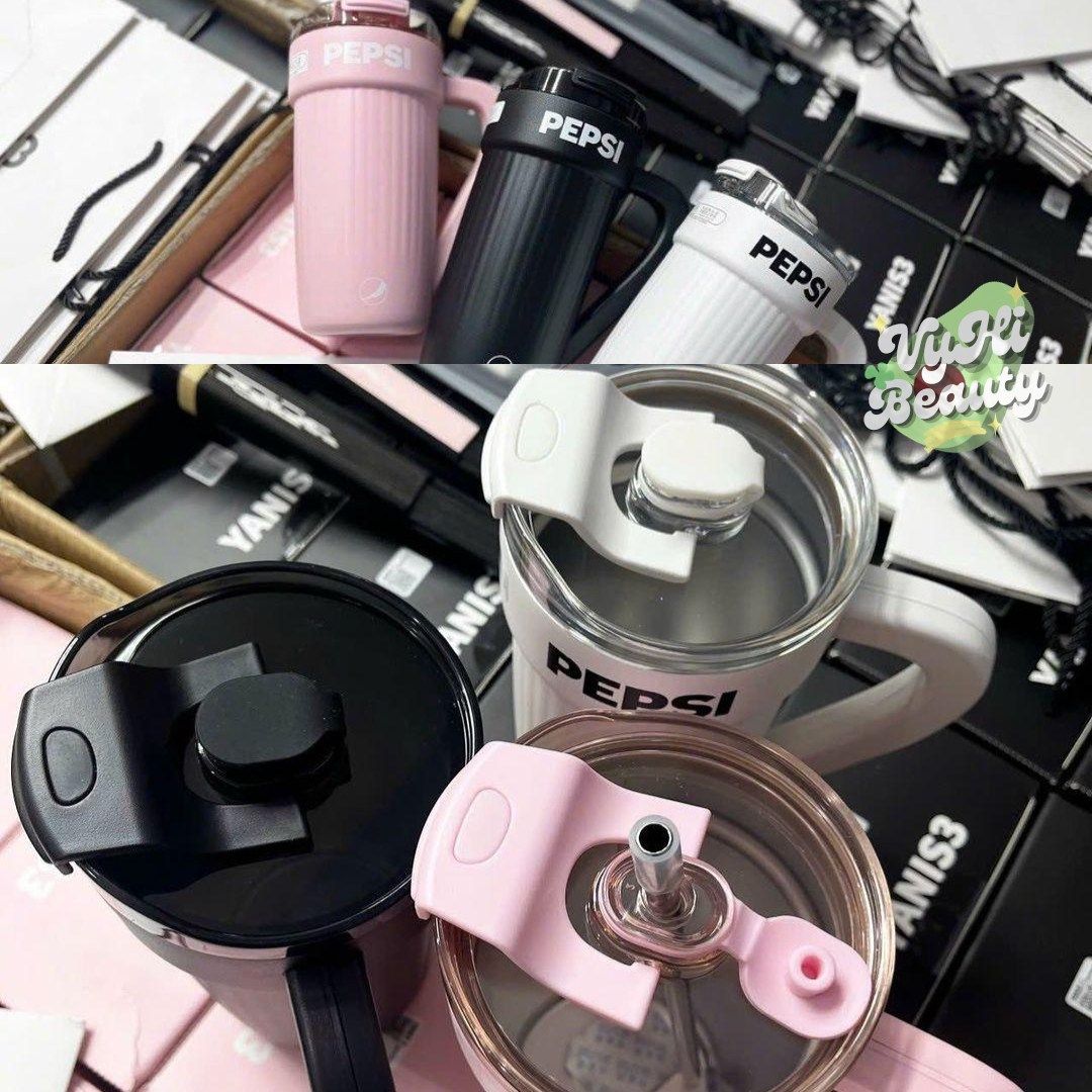 Ly giữ nhiệt colab giữa PEPSI và YANIS 3 1200ml + ống hút + quạt + túi ...