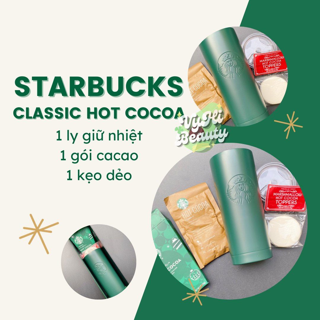 Ly Starbucks Classic Hot Cocoa gồm 1 ly xanh lá 591ml + 1 Hot Cocoa 28 ...