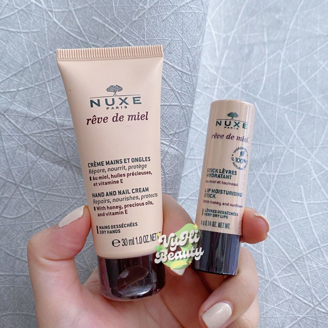 Set Nuxe 2 món gồm kem tay 30ml + son dưỡng 4g – Vy Hí Beauty
