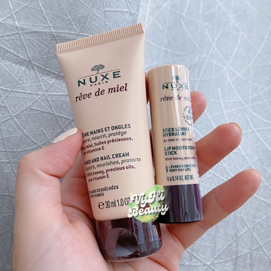 Set Nuxe 2 món gồm kem tay 30ml + son dưỡng 4g – Vy Hí Beauty