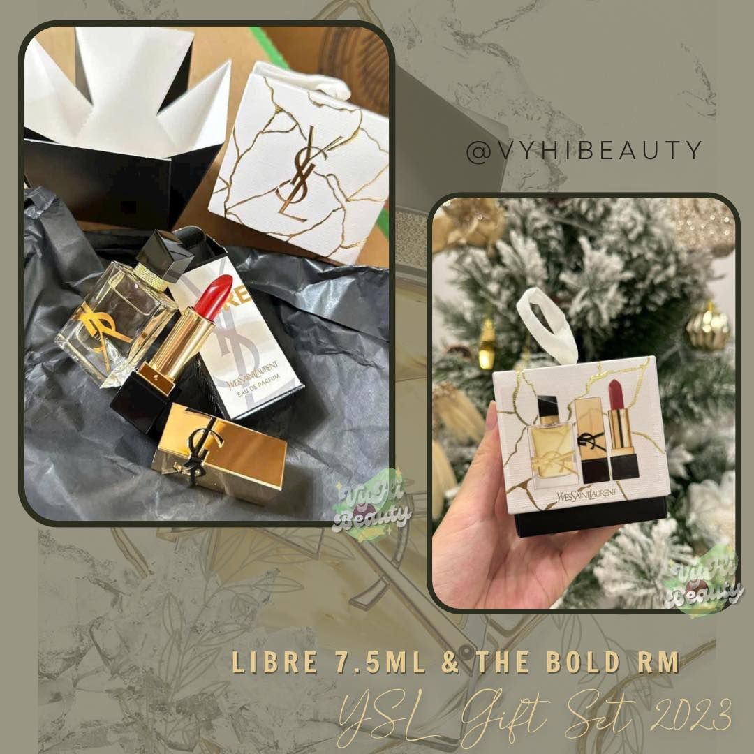 Set quà tặng YSL hộp giấy vân đá gồm 1 son YSL The Bold màu RM 1.3g và – Vy Hí Beauty