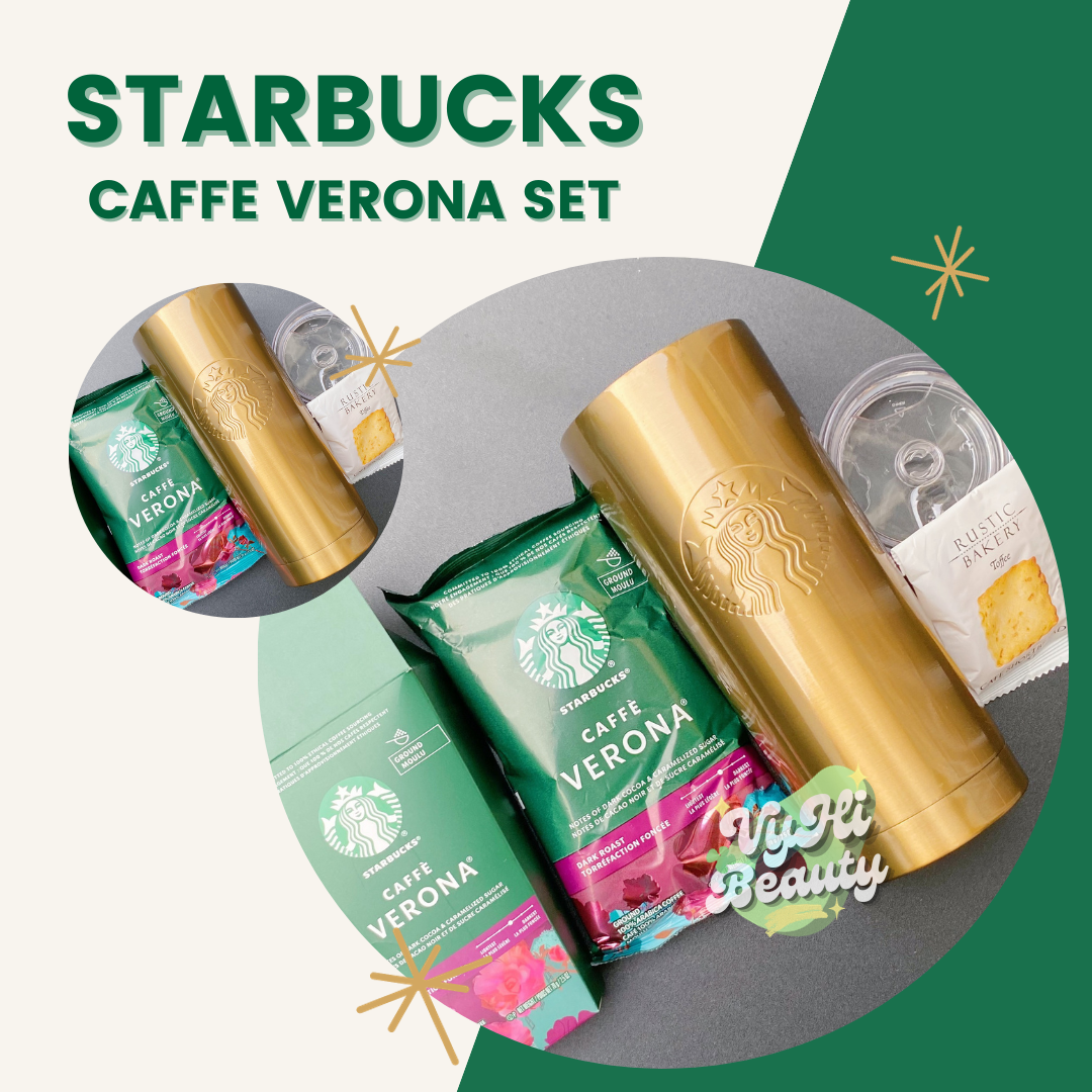 Ly Starbucks Caffe Verona gồm ly vàng 591ml + 1 café Verona 70g + 1 bá – Vy Hí Beauty