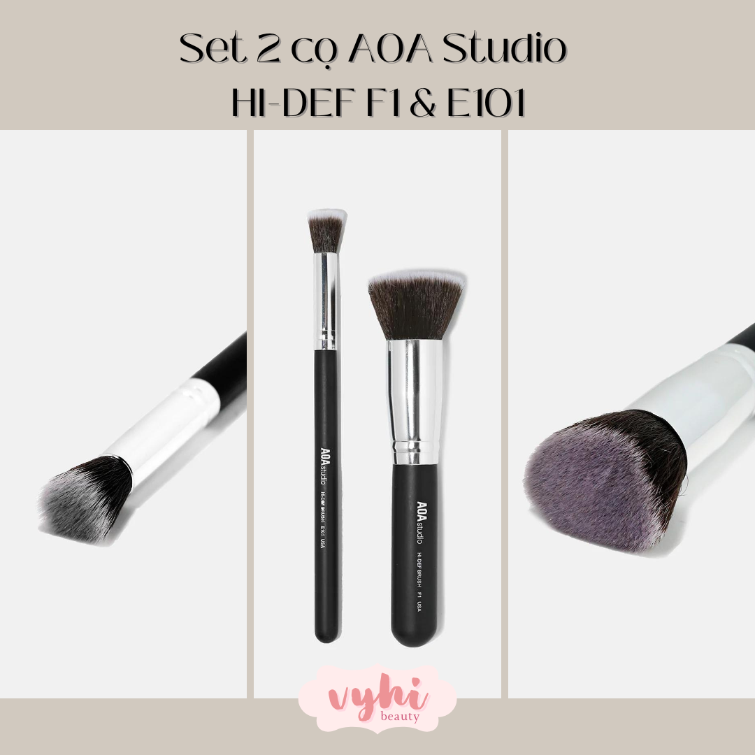 Set 2 cọ AOA Studio HI-DEF F1 & E101 – Vy Hí Beauty