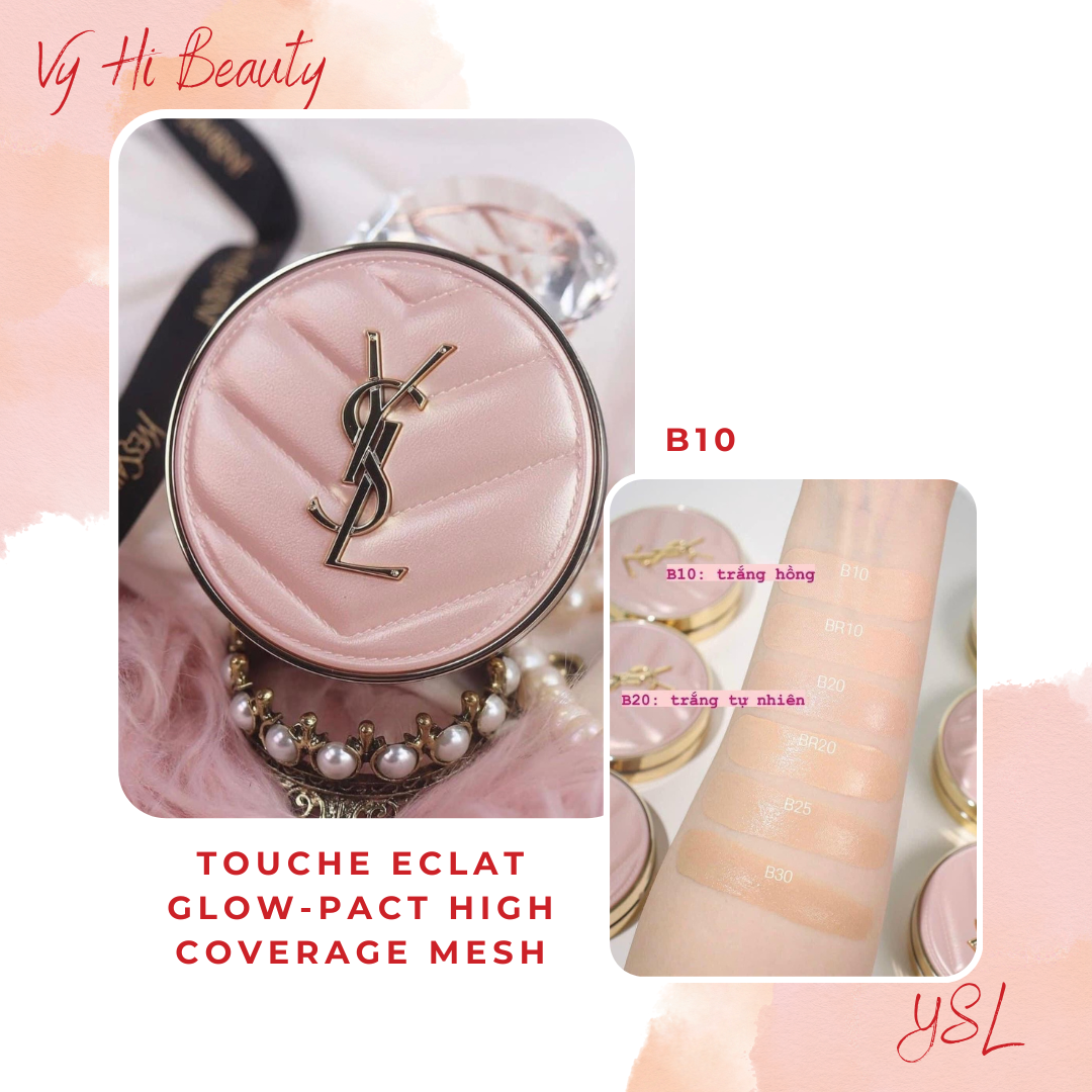 Cushion YSL Touche Eclat Glow-Pact High Coverage Mesh Mini 5g vỏ hồng – Vy Hí Beauty
