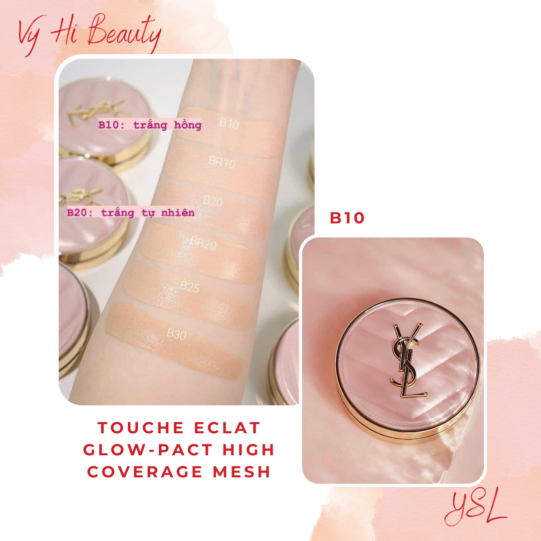 Cushion YSL Touche Eclat Glow-Pact High Coverage Mesh Mini 5g vỏ hồng – Vy Hí Beauty
