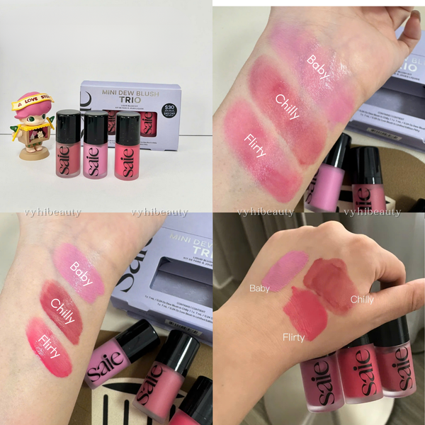 Set má kem Saie Mini Dew Blush Trio 3 x 7g – Vy Hí Beauty