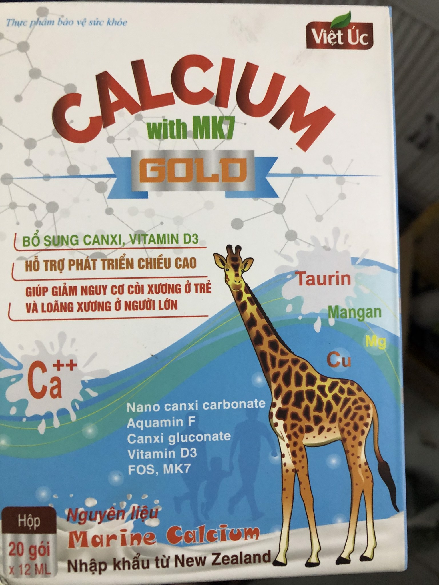 Calcium Gold MK7 hộp 20 gói Việt Úc – Vicpharma
