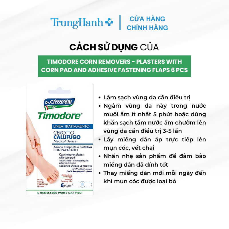 Miếng dán hỗ trợ mụn cóc Timodore 6 miếng/ gói - Timodore Corn Remove ...