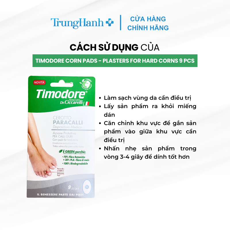 Miếng dán đệm hỗ trợ loại bỏ mụn cóc Timodore 9 miếng/gói - Timodore C ...