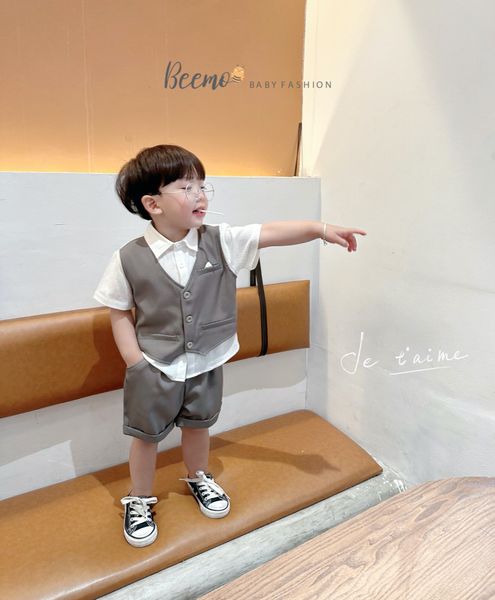 Set sơ mi gile công tử Beemo size 80-130 SHIN Baby Closet