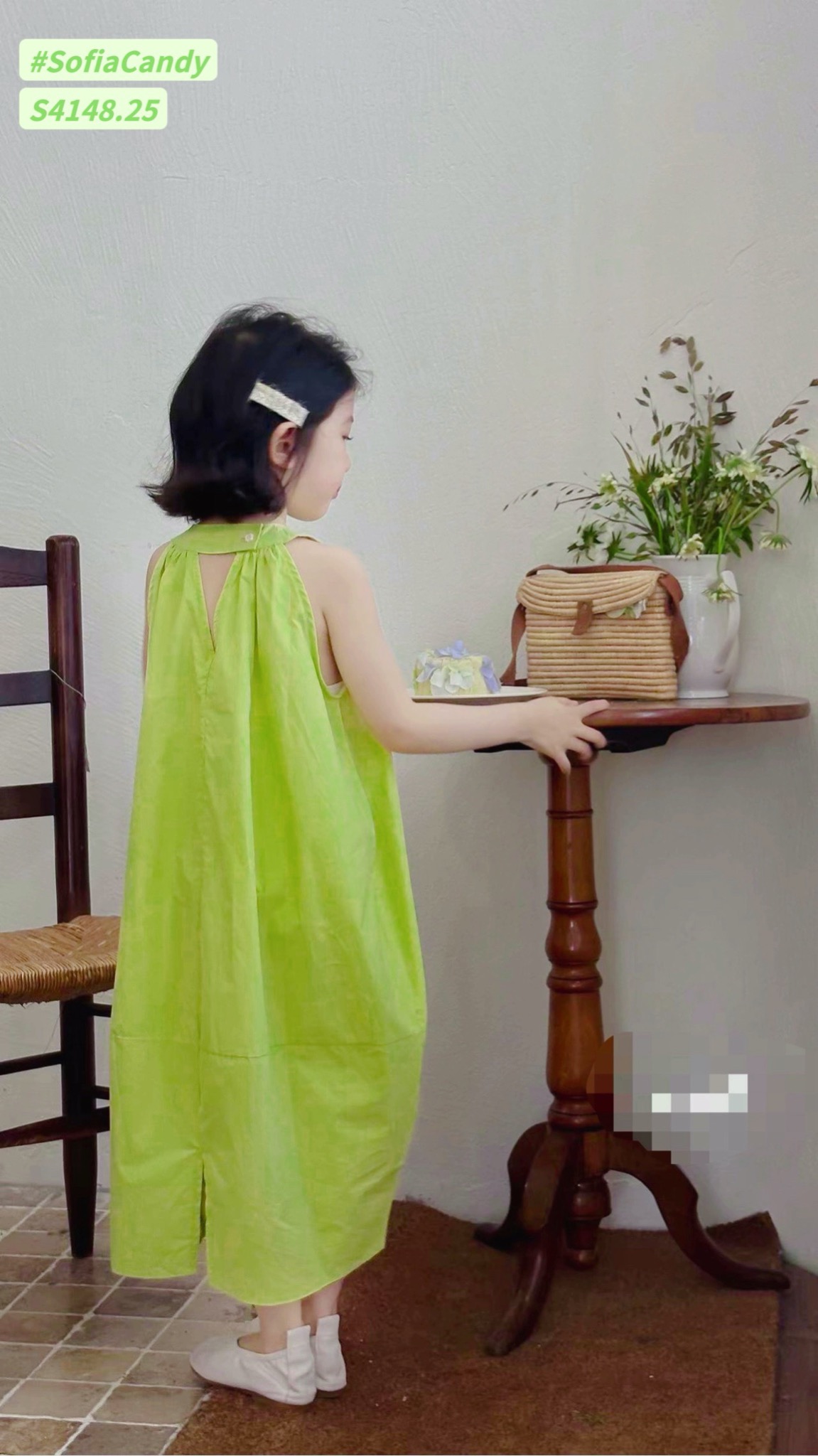 S4148 - Váy Sofia Candy thô xanh cốm phối cổ yếm size 1-10y SHIN Baby ...