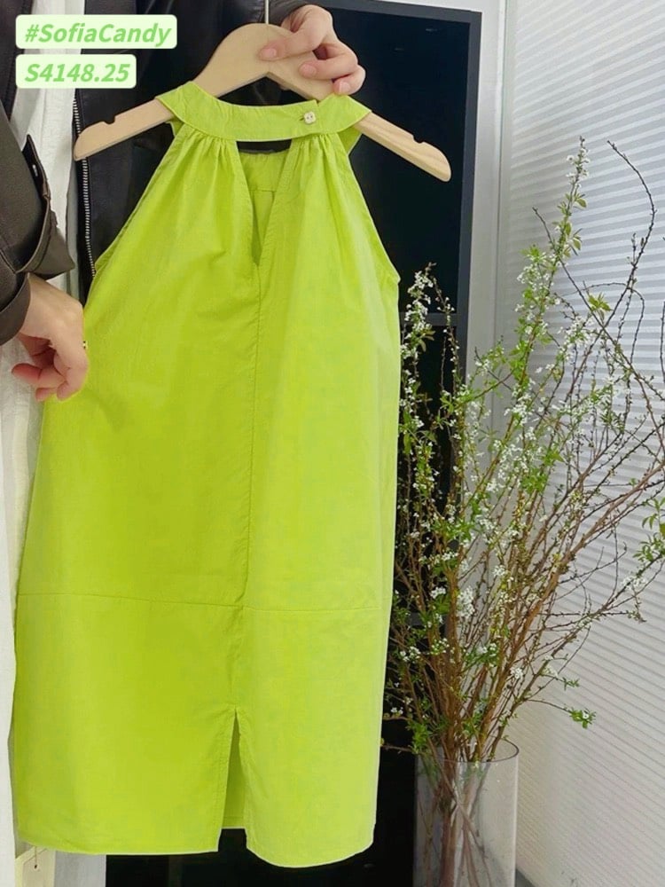 S4148 - Váy Sofia Candy thô xanh cốm phối cổ yếm size 1-10y SHIN Baby ...