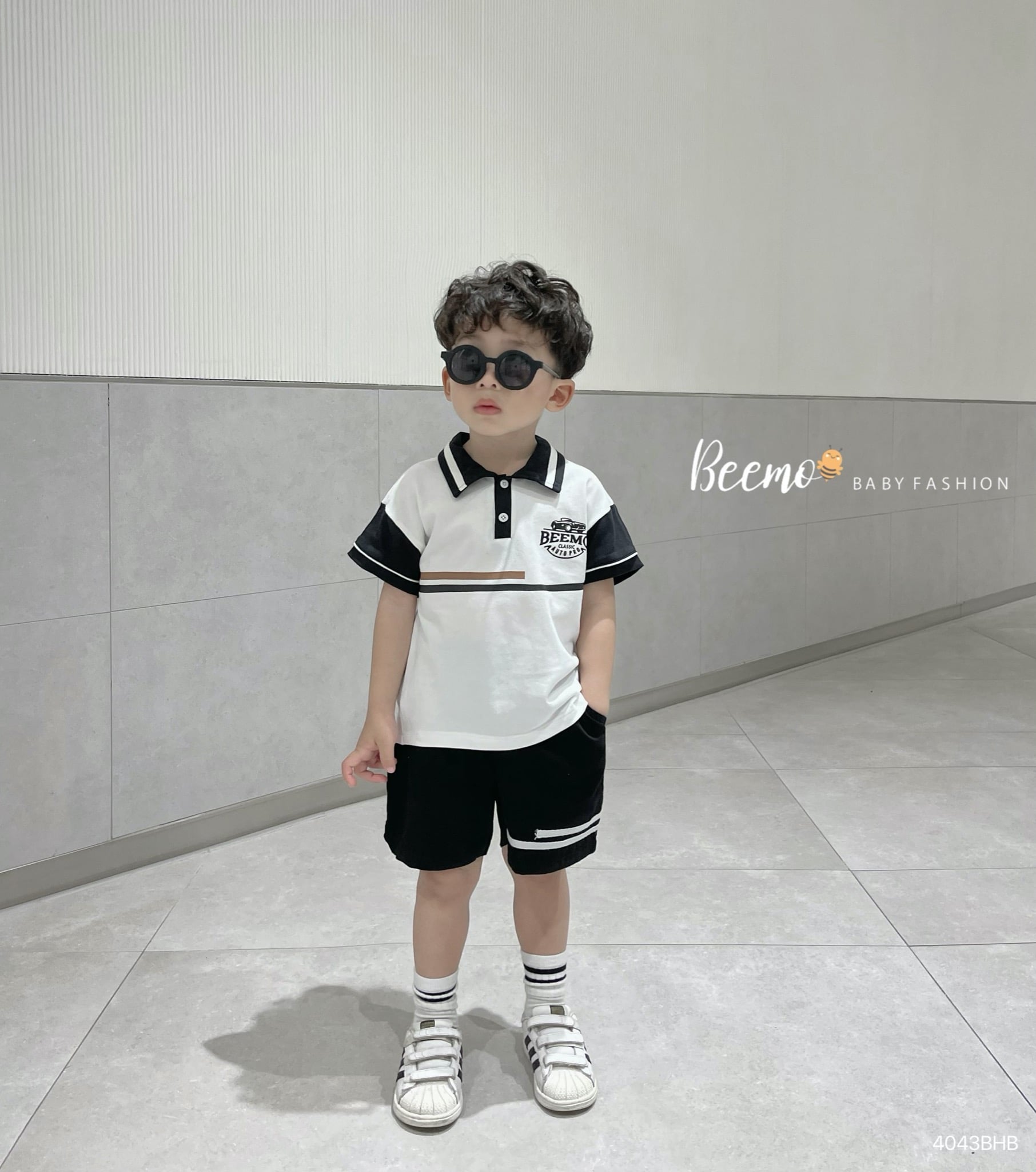 Bộ Polo Beemo cổ đức vải dệt 2 màu BT size 80-130 SHIN Baby Closet