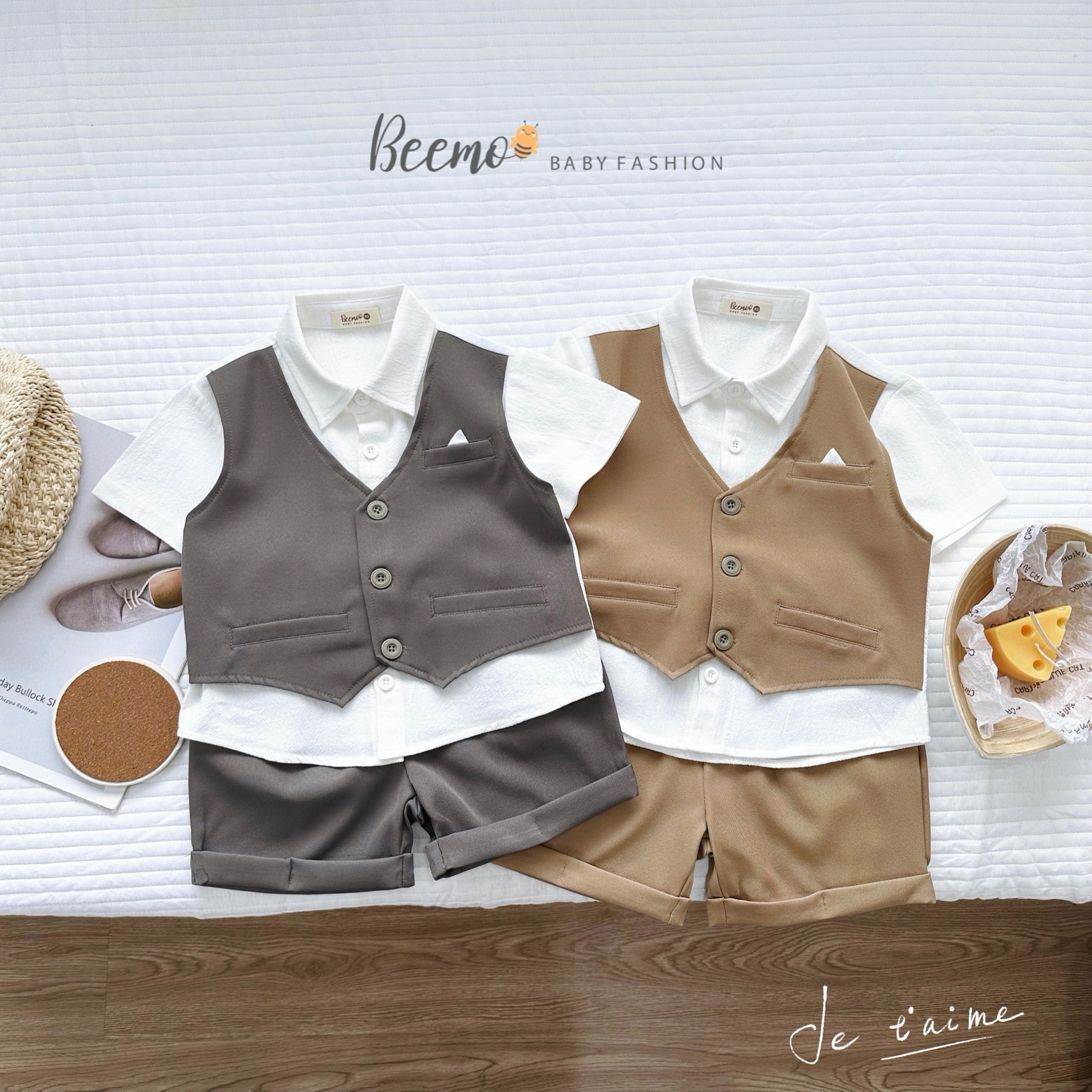 Set sơ mi gile công tử Beemo size 80-130 SHIN Baby Closet