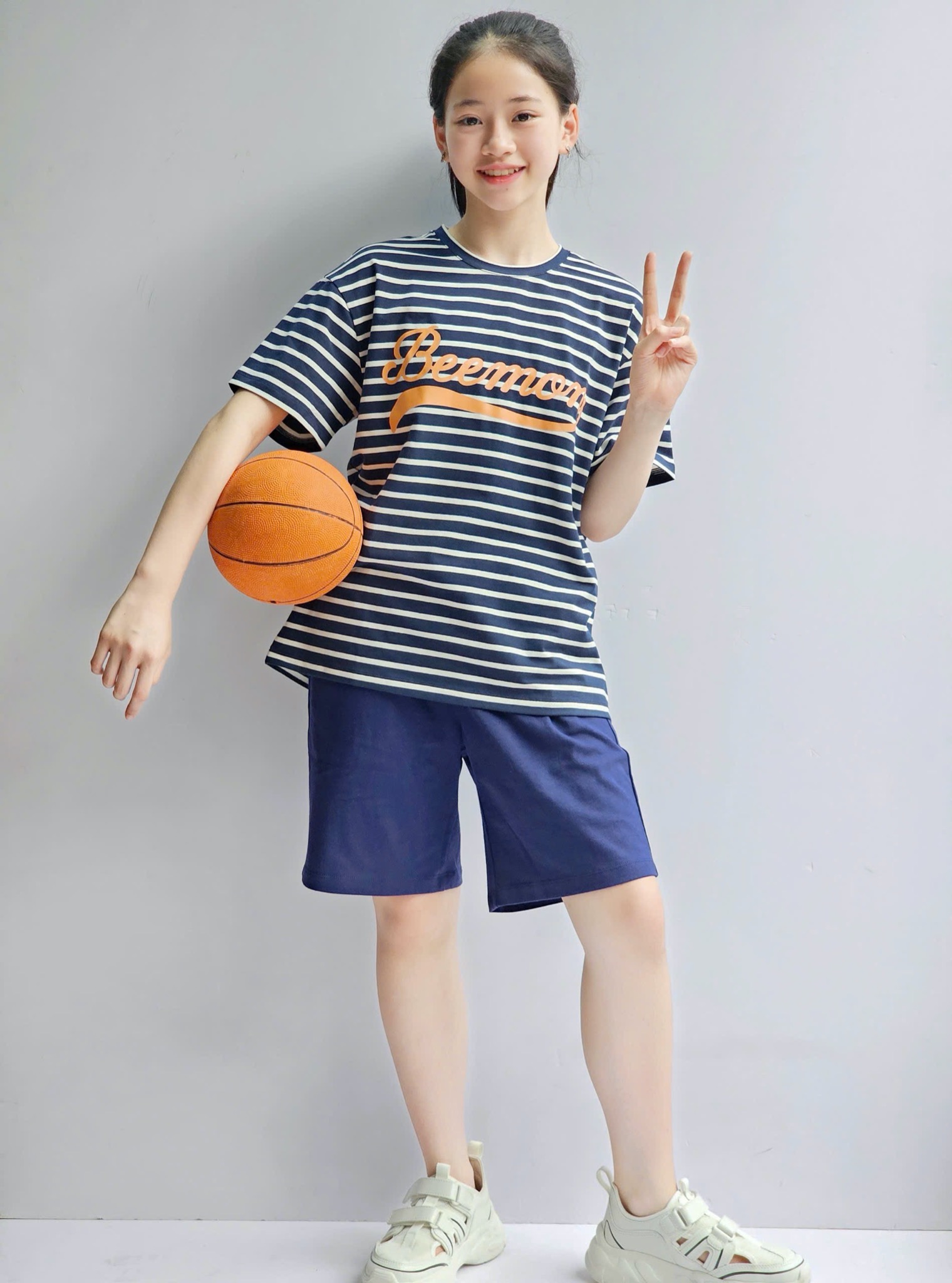 Bộ cotton Beemon kẻ ngang 2 màu dòng đại cho bé size 120-160 SHIN Baby ...