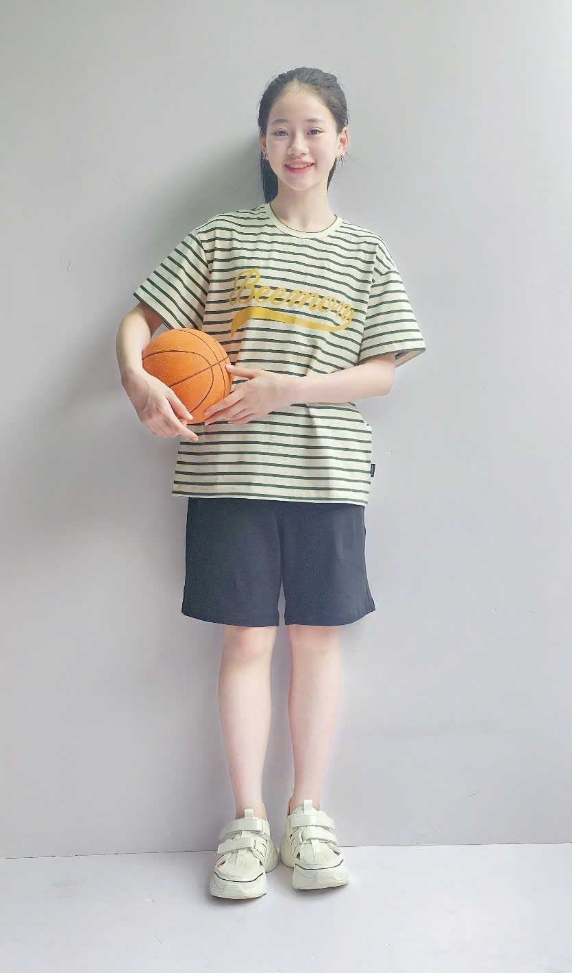 Bộ cotton Beemon kẻ ngang 2 màu dòng đại cho bé size 120-160 SHIN Baby ...