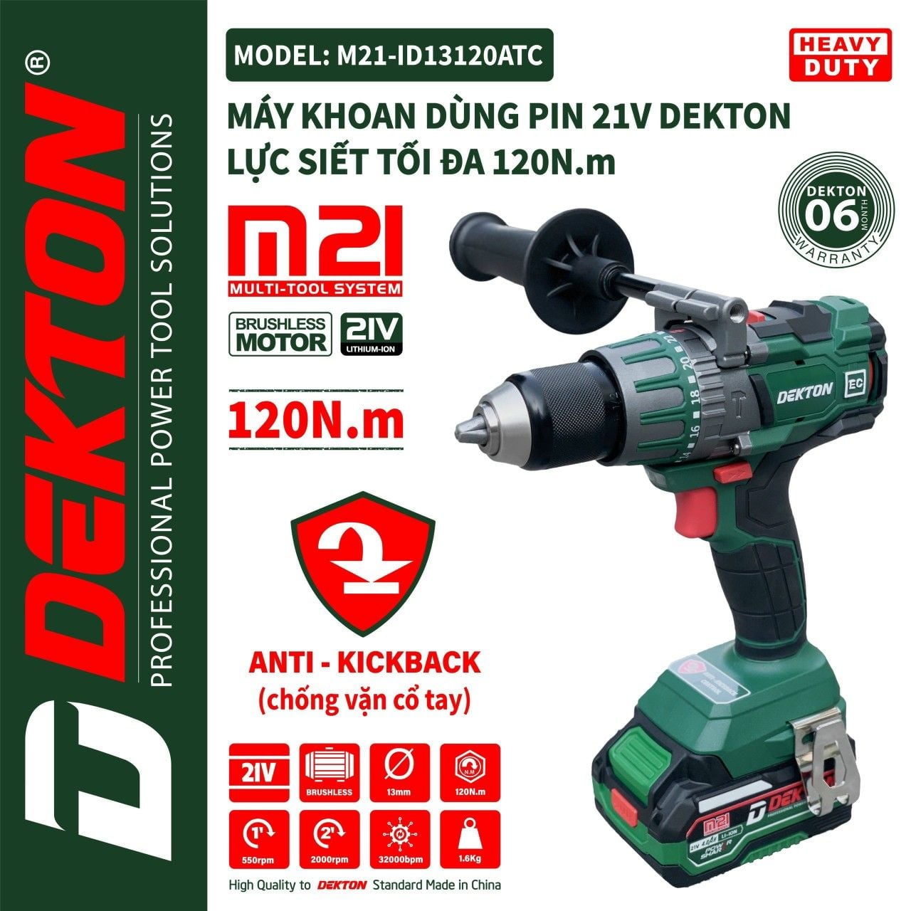 Máy khoan Pin Dekton - M21 - ID 13120 ATC – vuasi