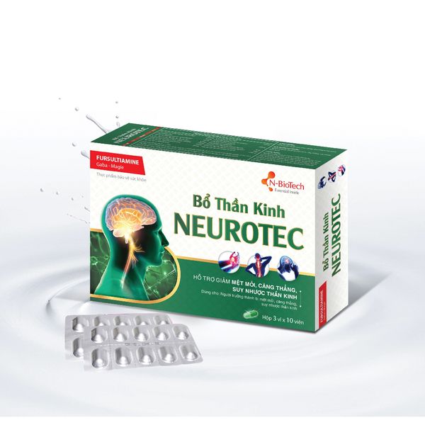 N-Biotech - Bổ thần kinh Neurotec hộp 3 vỉ x 10 viên – Nhà Thuốc Bệnh Viện