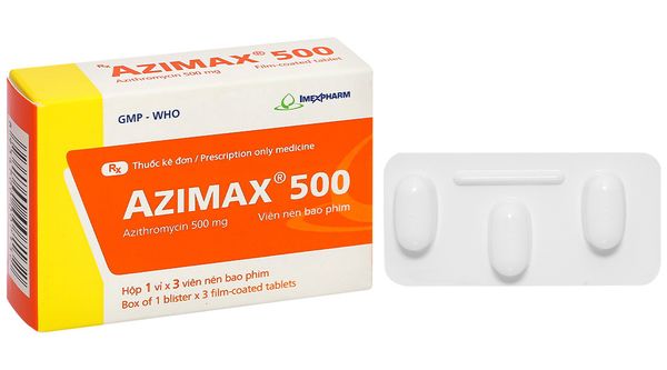 Azimax 500mg trị nhiễm khuẩn (1 vỉ x 3 viên) – Nhà Thuốc Bệnh Viện