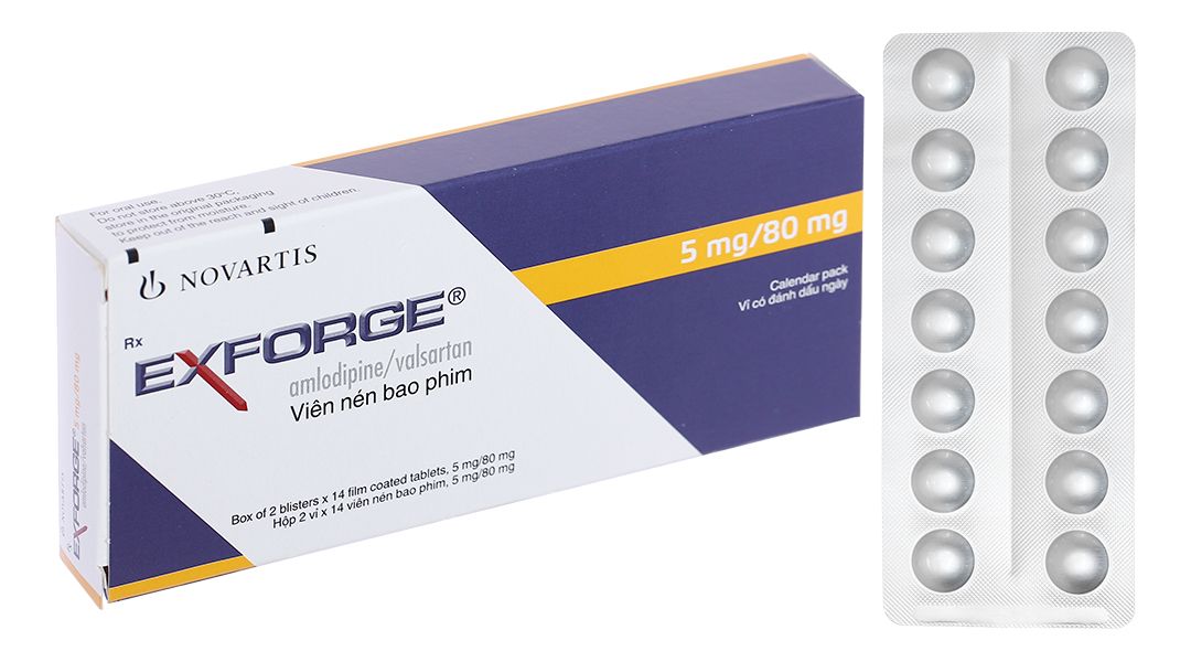 Exforge 5mg/80mg trị tăng huyết áp vô căn (2 vỉ x 14 viên) – Nhà Thuốc Bệnh Viện