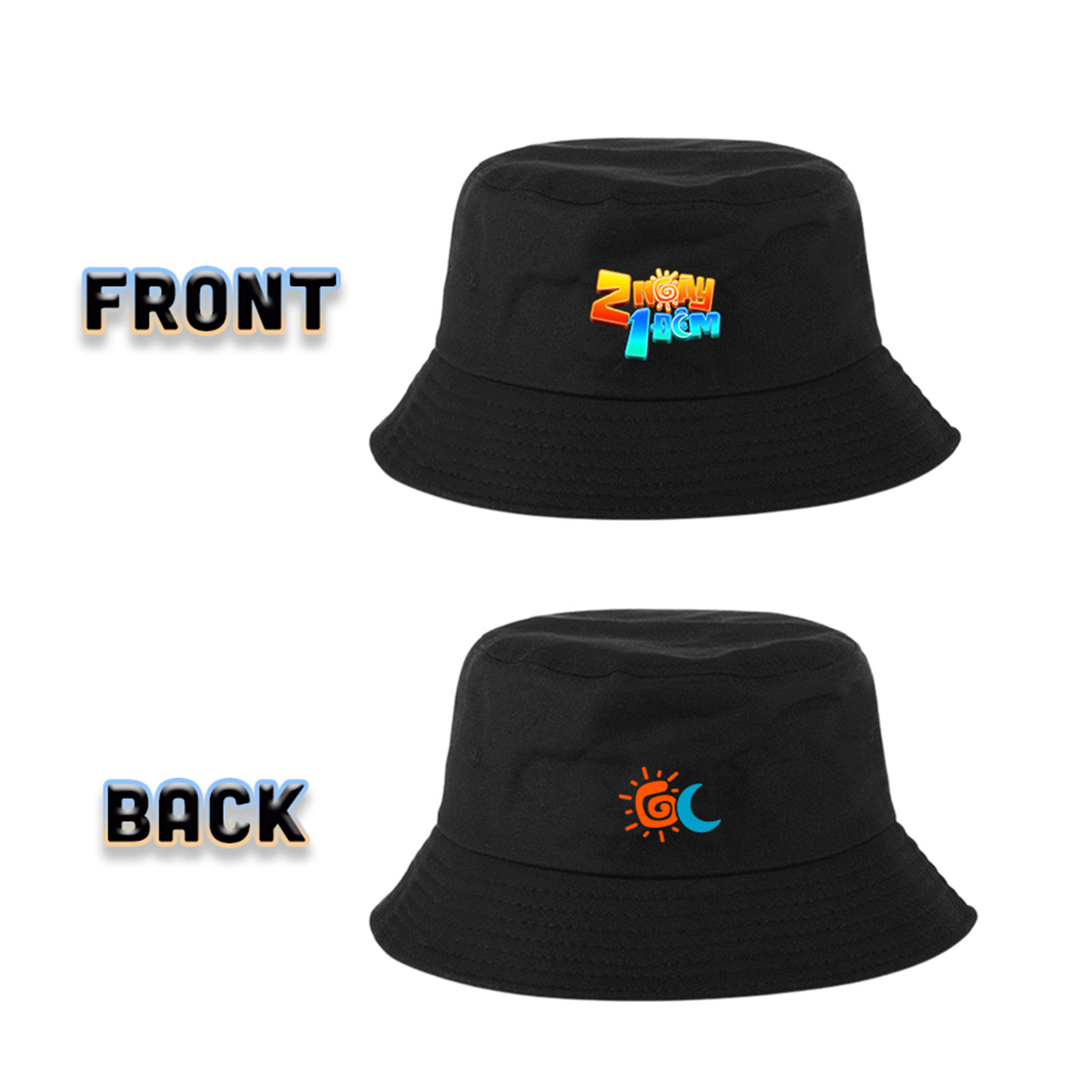 Nón Bucket 2N1D Màu Đen Freesize | VieSHOP x 2 Ngày 1 Đêm Việt Nam