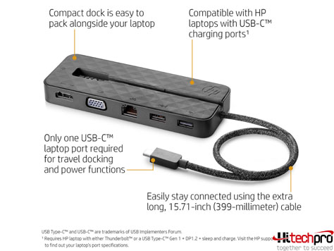 BỘ KẾT NỐI VI TÍNH HP USB-C MINI DOCK - 1PM64AA – Hitechpro