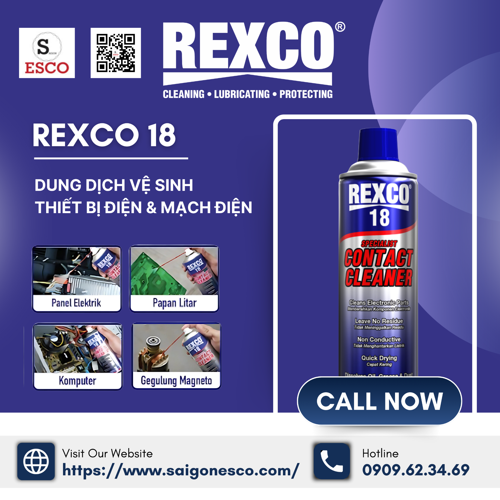 Rexco 18 CONTACT CLEANER – Chất Tẩy Rửa Linh Kiện Điện Tử Hiệu Quả, Kéo ...