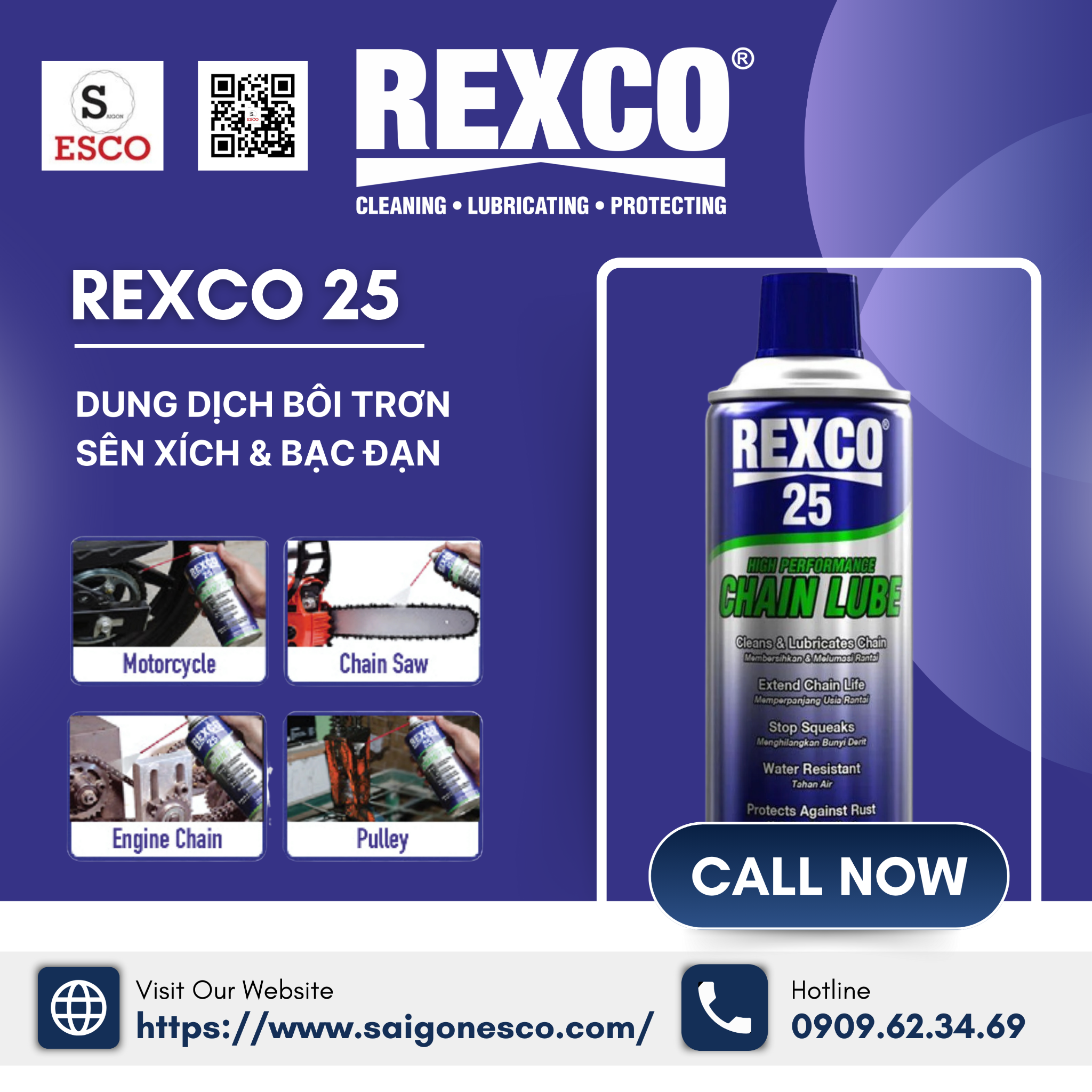 Rexco 25 CHAIN LUBE – Dầu bôi trơn xích hiệu suất cao 120 ML/ 100 G/ 4. ...