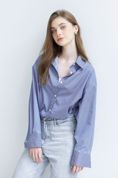 Áo Sơ Mi Sọc Nhỏ Oversize FAS307 – Gillee