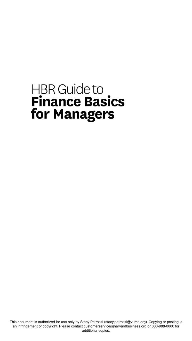 HBR Guide to Finance Basics for Managers – E-books Max30